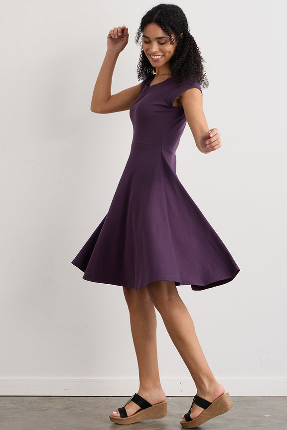 Womens Organic Ballet Neck Dress - Fair Indigo