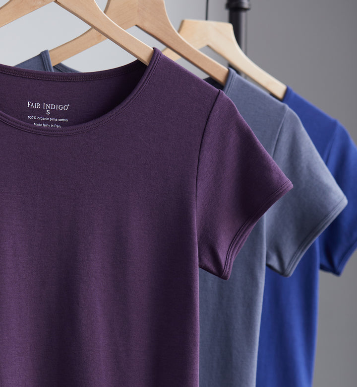 Womens Organic Ballet Neck Dress - Fair Indigo